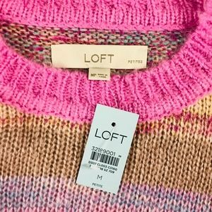 LOFT | Sweaters | Loft Womens Mp Sweater Multicolor Pastel Striped Crew ...